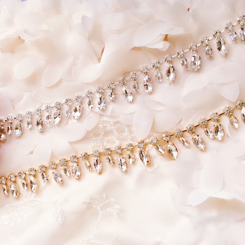Golden Crystal Rhinestone Trim by the Yard Bridal Trim Silver - Etsy