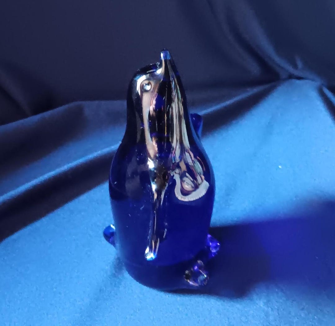 Glass Penguin, Cobalt Blue Glass, Blue Glass Penguin, Penguin Figurine ...