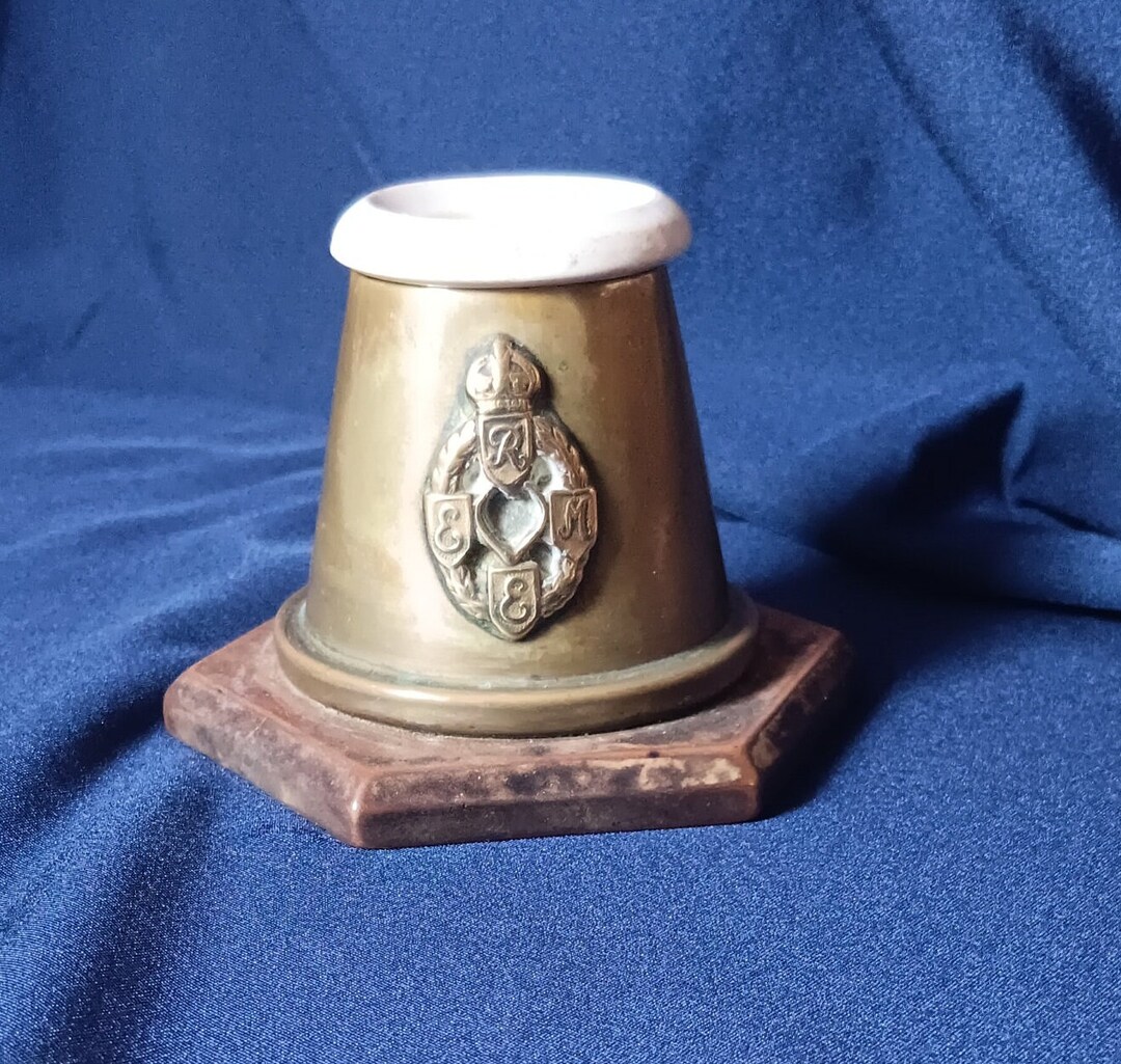 Trench Art, Military Collectible, REME, Royal Engineers, Brass Ink Well ...
