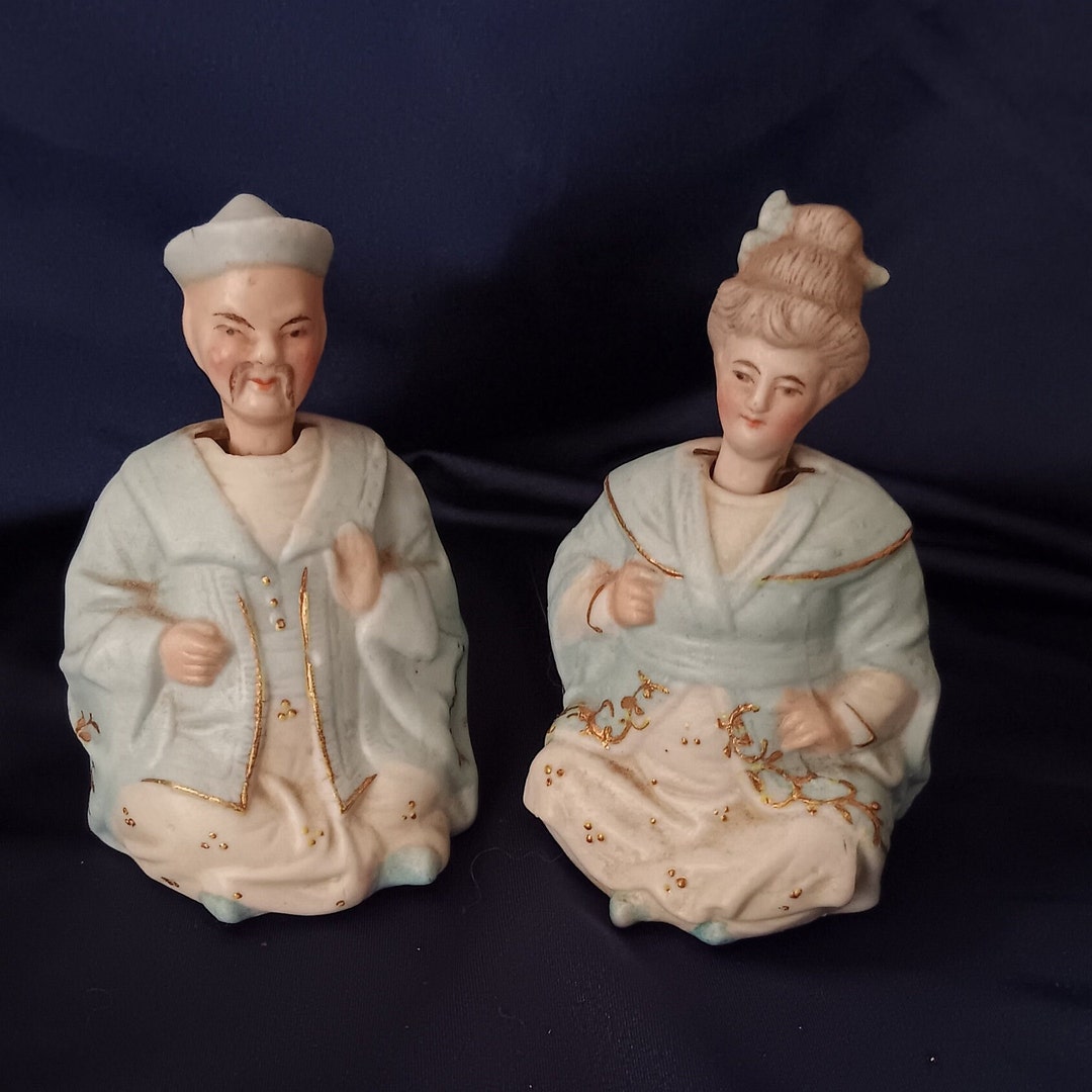 Antique Nodding Couple, Eastern Nodders, Antique Bisque Nodding Figures ...