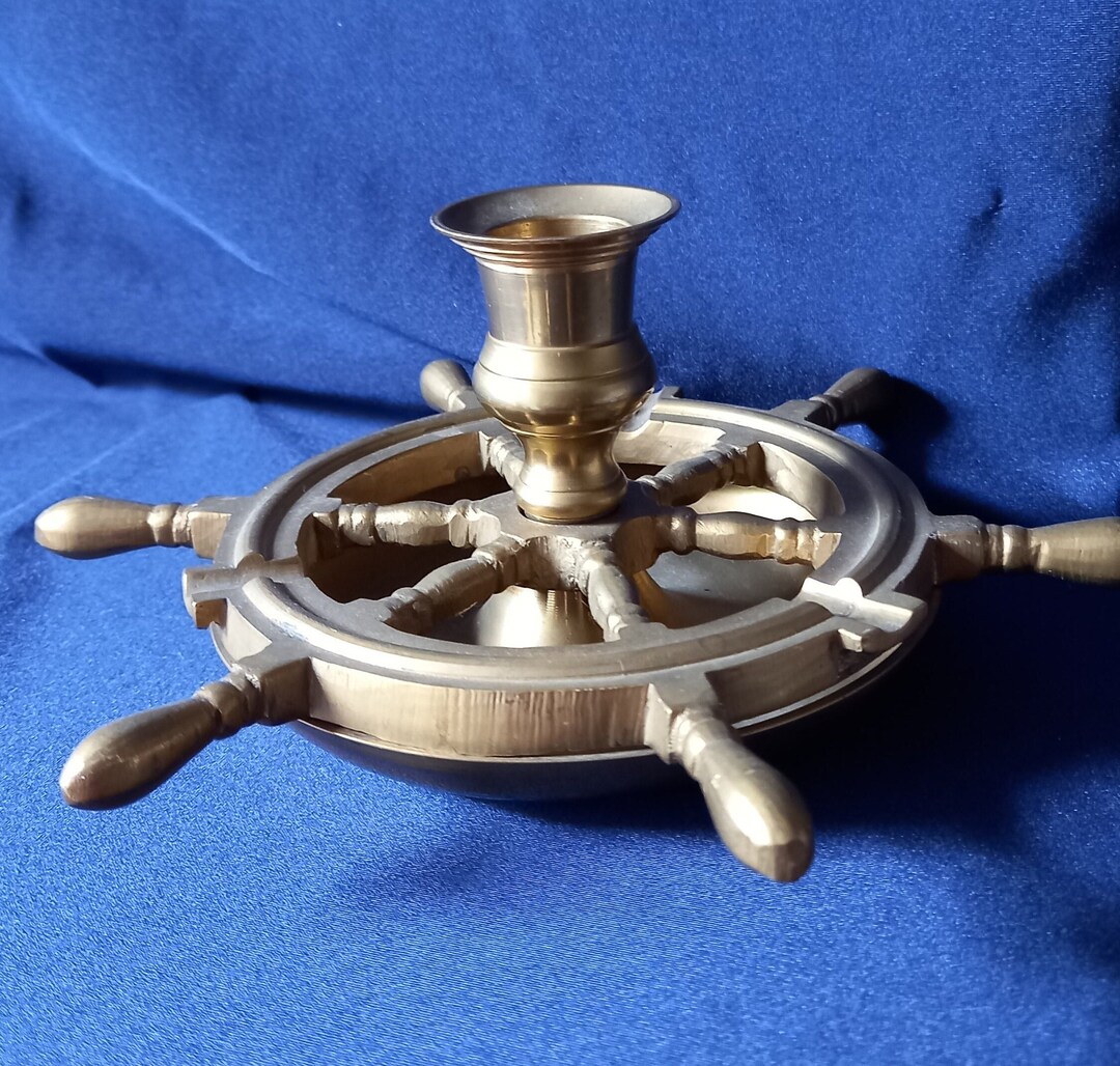 Brass Ashtray, Vintage Ashtray, Ship's Wheel, Steering Wheel, Ship's ...
