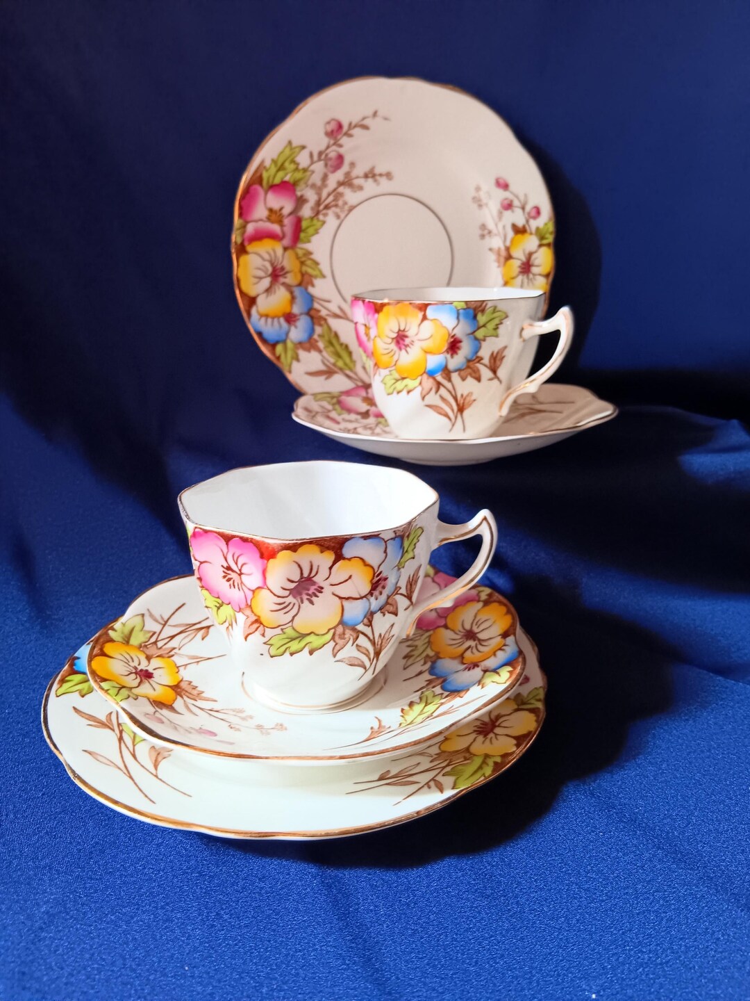 Vintage Trios, Art Deco Tea Cups, Rosina Vintage Tea Cups, Tea for Two ...