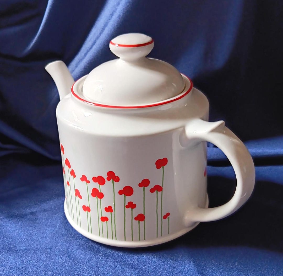 Vintage Teapot, Wade Teapot, Red Poppy, Retro Teapot, 1980s, Retro ...