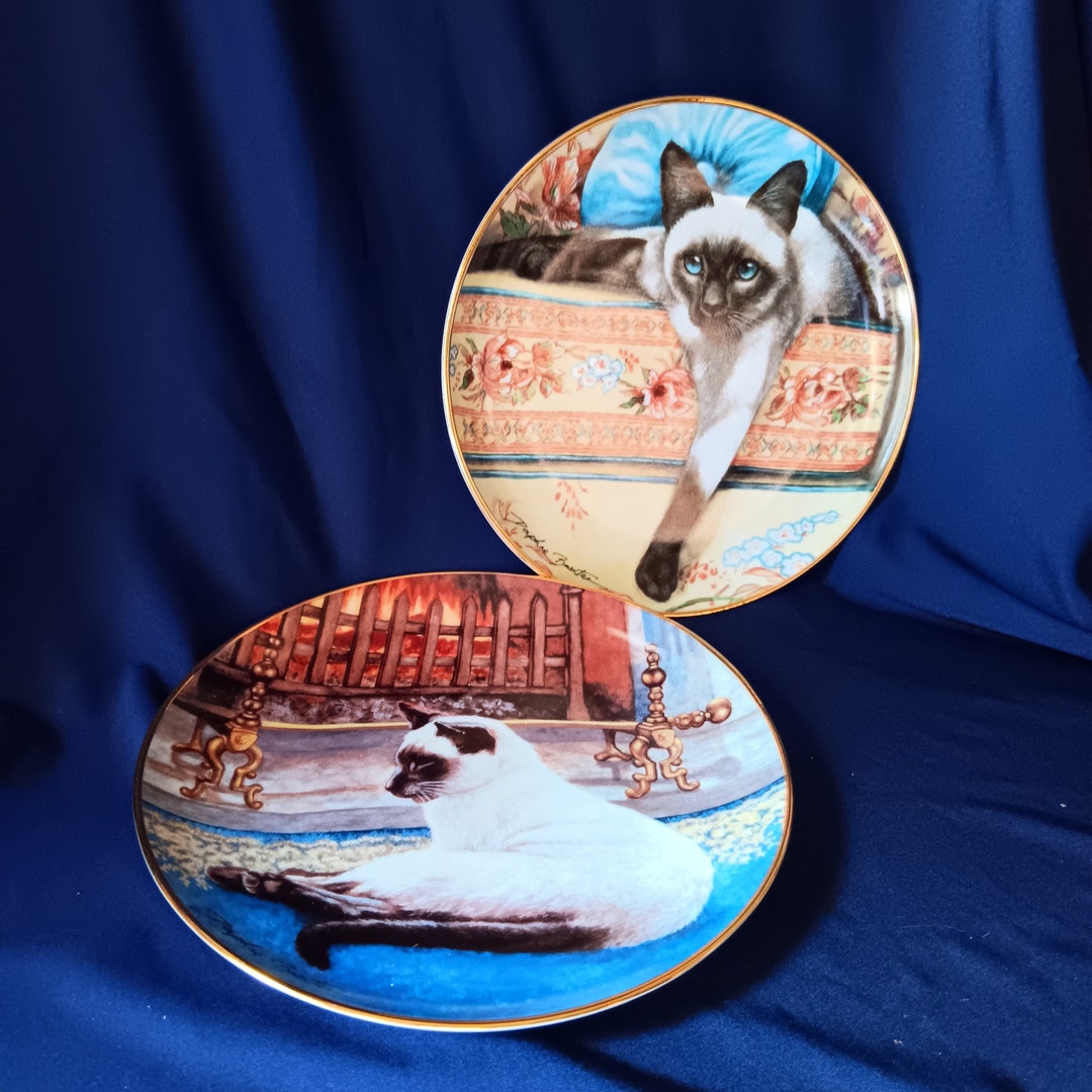 Franklin Mint, Siamese Cats, Daphne Baxter, 'slumbering', 'blue Eyes ...