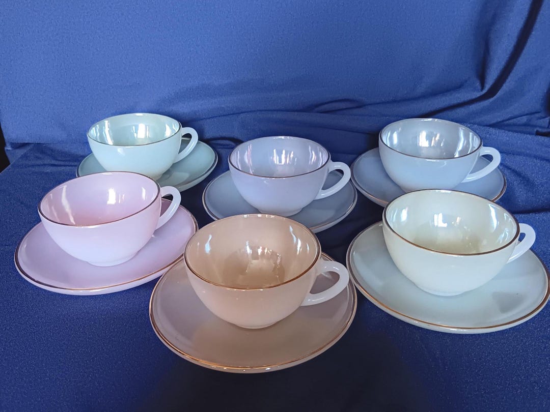 Glass Coffee Set, Arcopal Glass, Vintage Coffee Set, Harlequin Glass ...