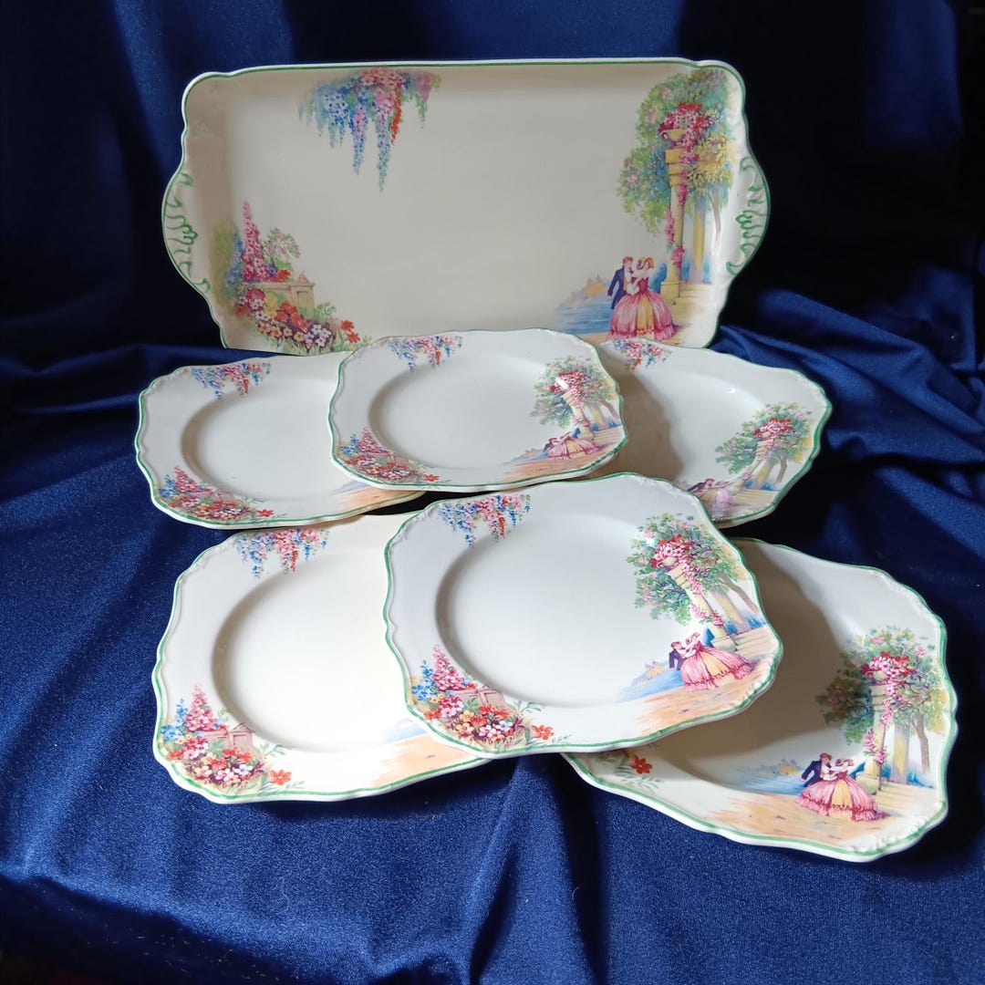 Vintage Sandwich Set, Tea Set, Art Deco Sandwich Set, Sandwich Plates ...
