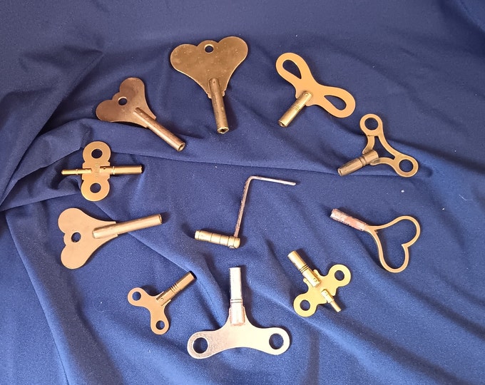 Clock Keys, Vintage Clock Keys, Clock Winder, Antique Keys, Brass Clock ...