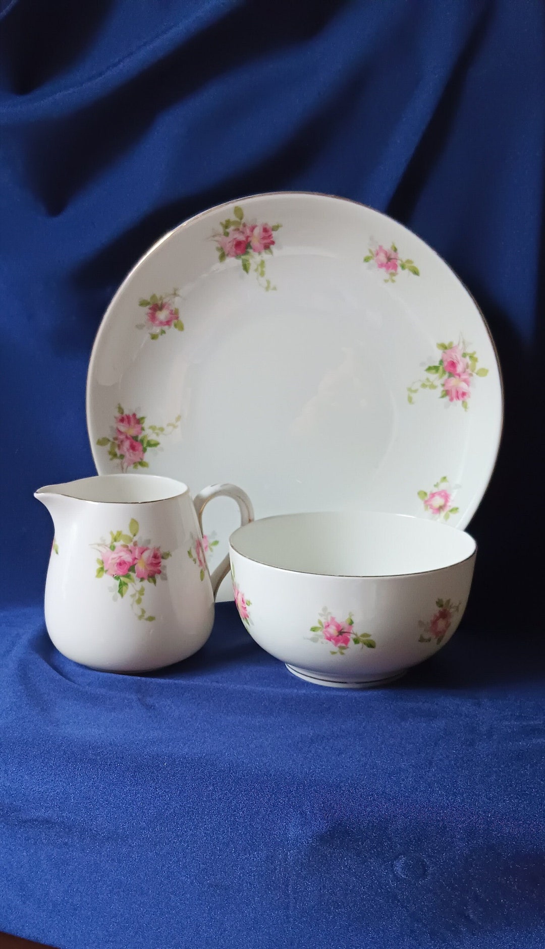 Vintage Tea Set, Crown Staffordshire, Cake Plate, Milk Jug, Sugar Bowl ...