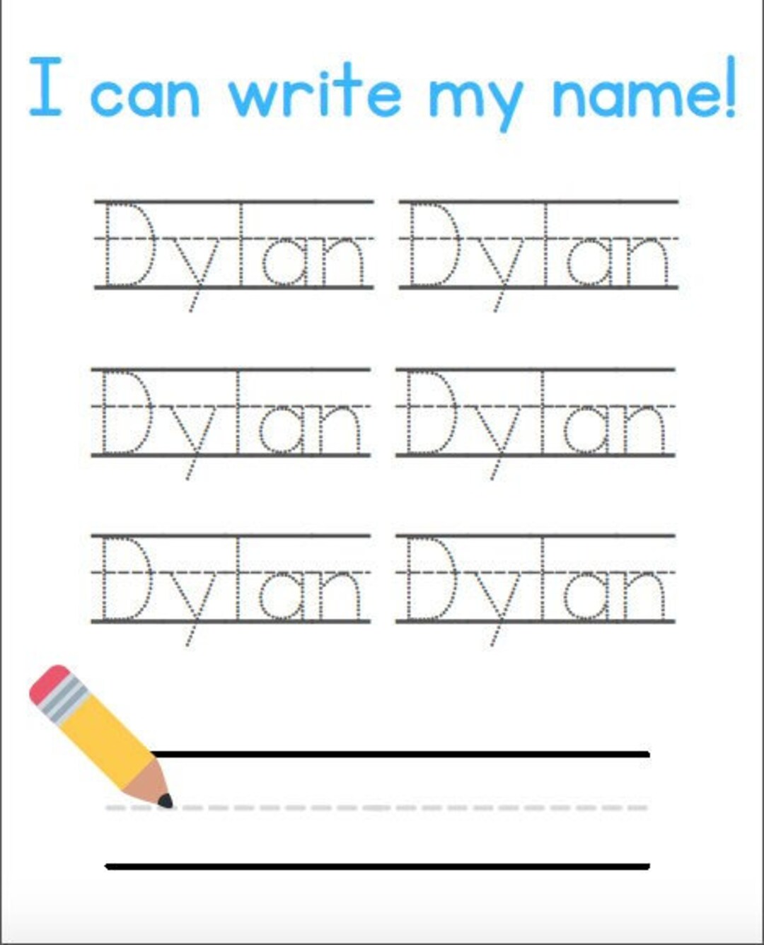 Printable and Customizable Name Writing Worksheet - Etsy