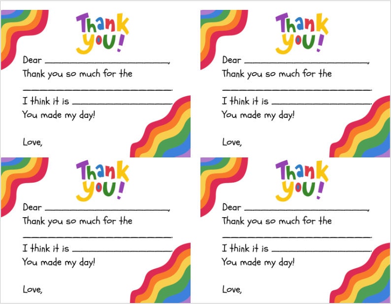 Printable Kids Thank You Card - Etsy