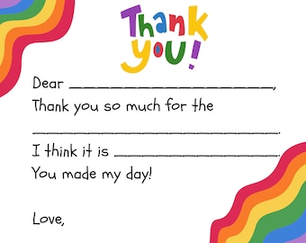 Printable Kids Thank You Card - Etsy