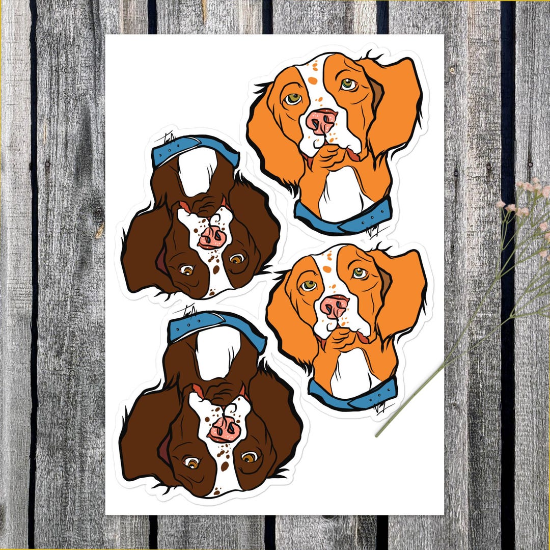 Cartoon Brittany Dog Sticker Sheet - Etsy