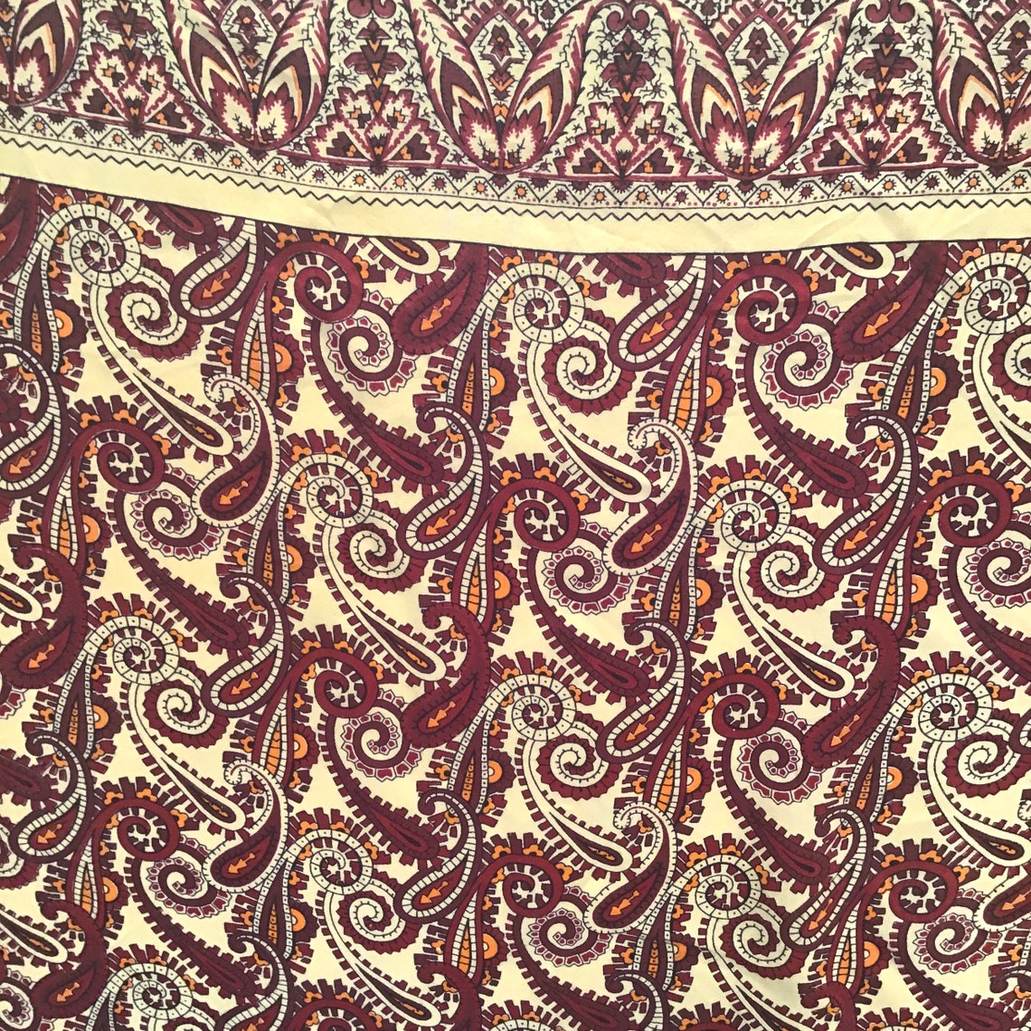 A Vintage paisley print cotton and Burgundy scarf | Etsy