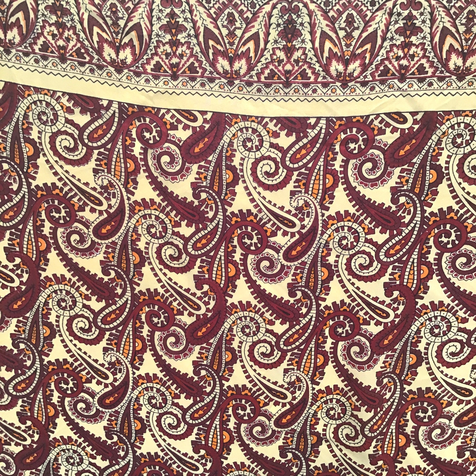 A Vintage paisley print cotton and Burgundy scarf | Etsy