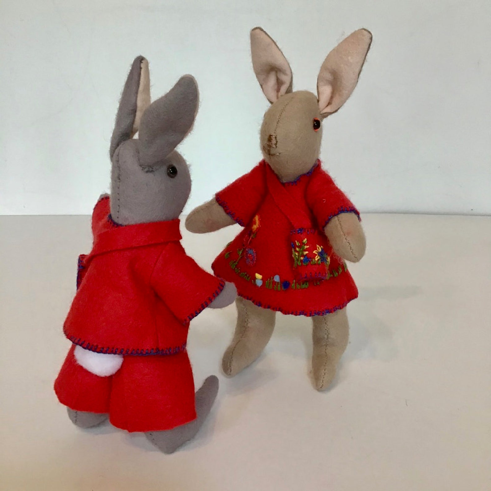 A Traditional Hand-made Female and Male Felt Rabbit Rosie and | Etsy
