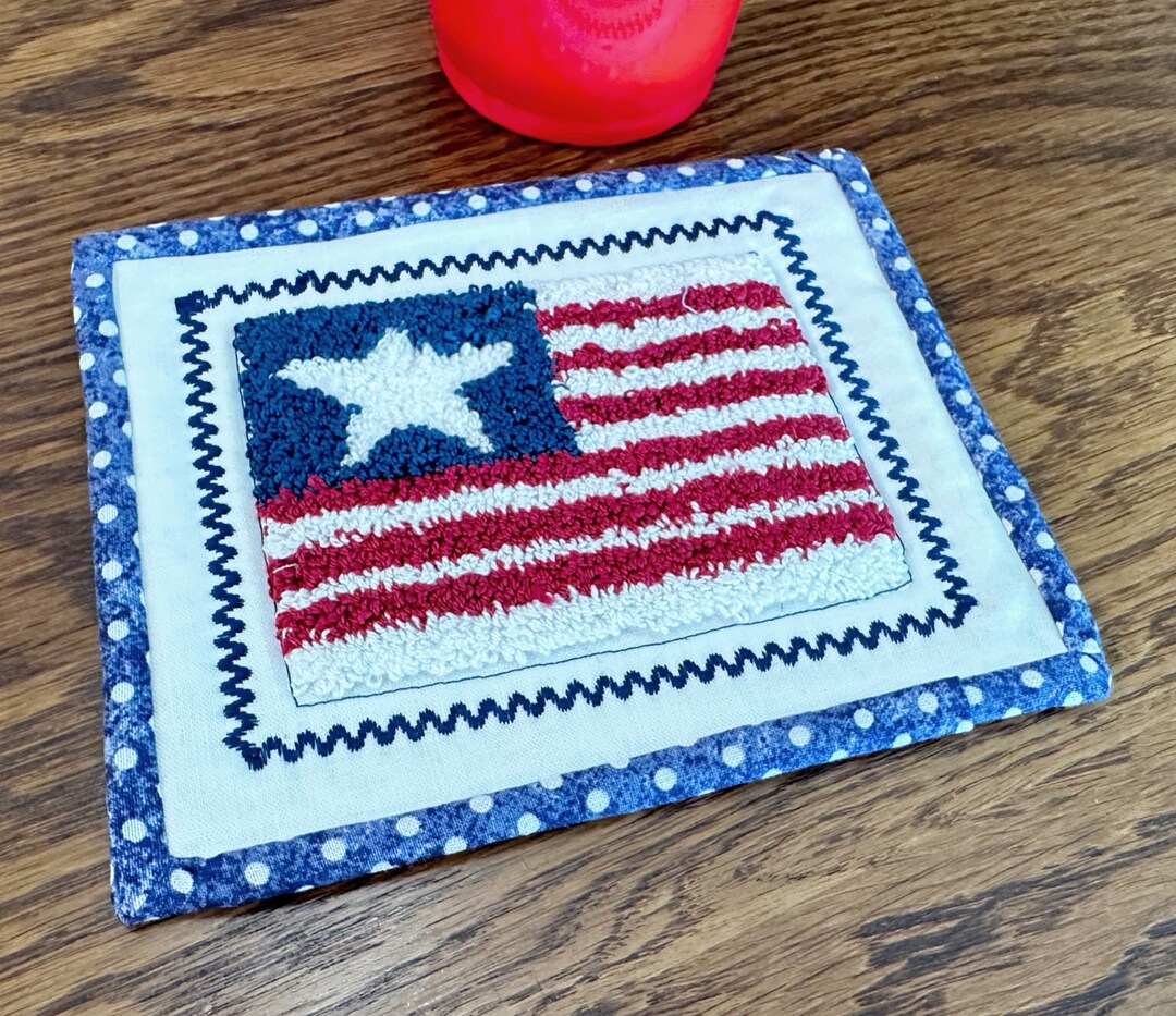 FLUFFY, Tiny & Wonky American Flag Mug Rug, Coaster, Trivet, Table ...