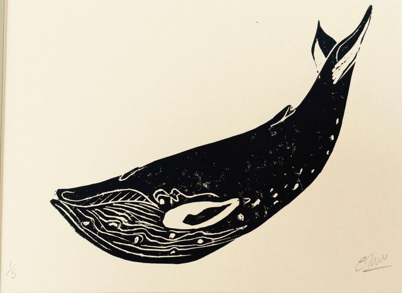 Blue Whale Limited Edition Lino Print - Etsy