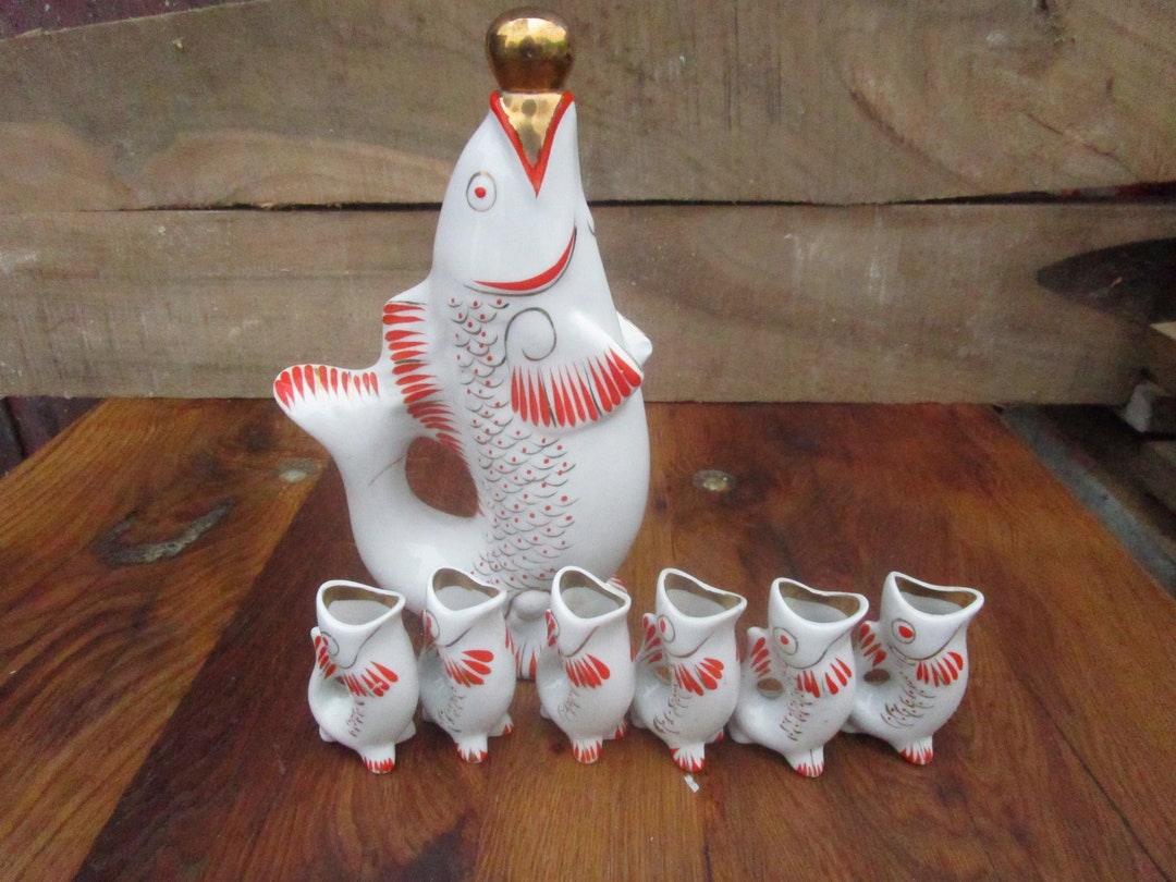 Soviet Fish Drinking Set for 6 Persons Set of Porcelain Cups Porcelain ...