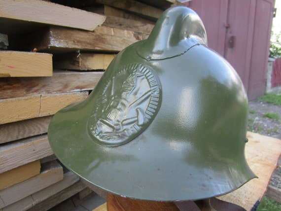Vintage Firefighter Helmet-Soviet Metal Fire Helmet-V… - Gem
