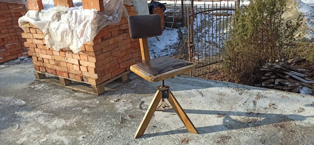 Original Soviet Military Chair Rare Wood Swivel Chair Vintage Round ...