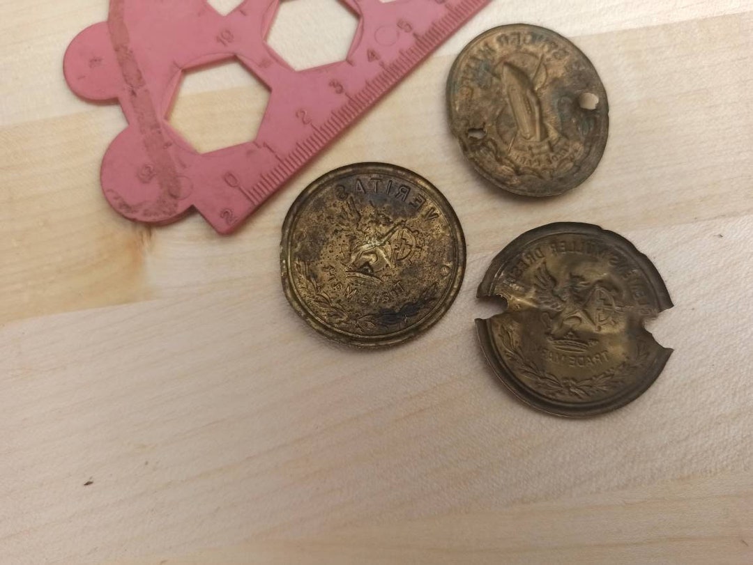 Set of 3 Units Antique Sewing Machine Tag Emblem Logo Name Plate Trade ...