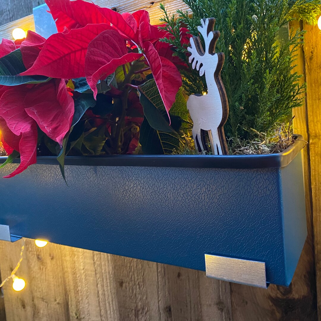 Blue Metal Window Box Planter: Rustic Herb Garden, Outdoor Decor - Etsy