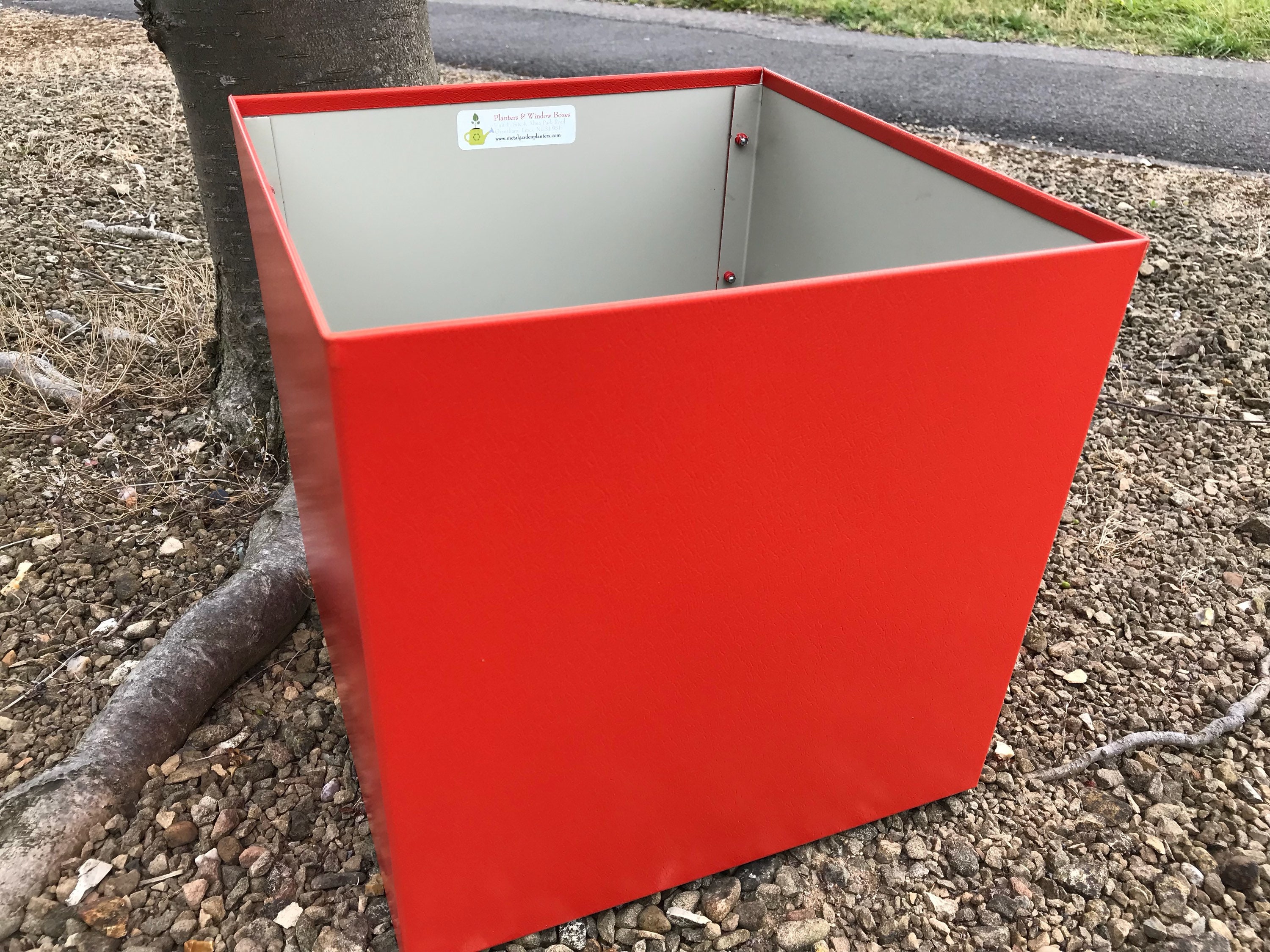 30cm Square Vibrant Red Handmade MetalGardenPlanter