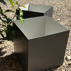 Pair of Cubes Grey Smooth Finish Handmade Metal Garden - Etsy UK