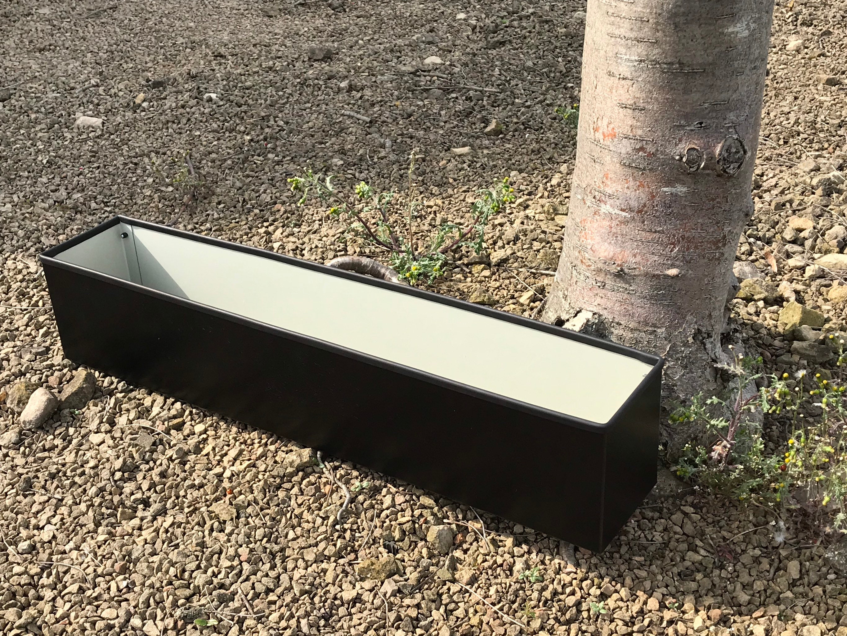 72cm Long Black Window Box Style Handmade Metal Planter, with Rubber ...