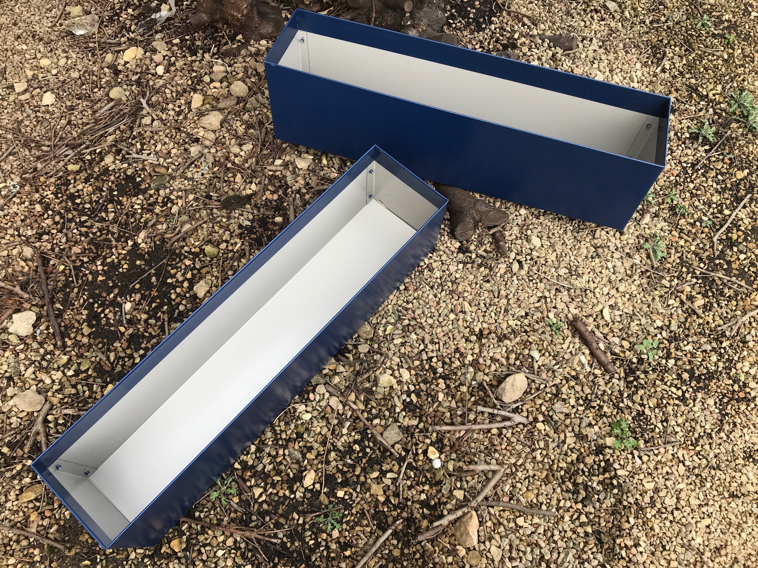 75cm Long Window Box Style Handmade Metal Planter, Sargasso Blue HPS200 ...