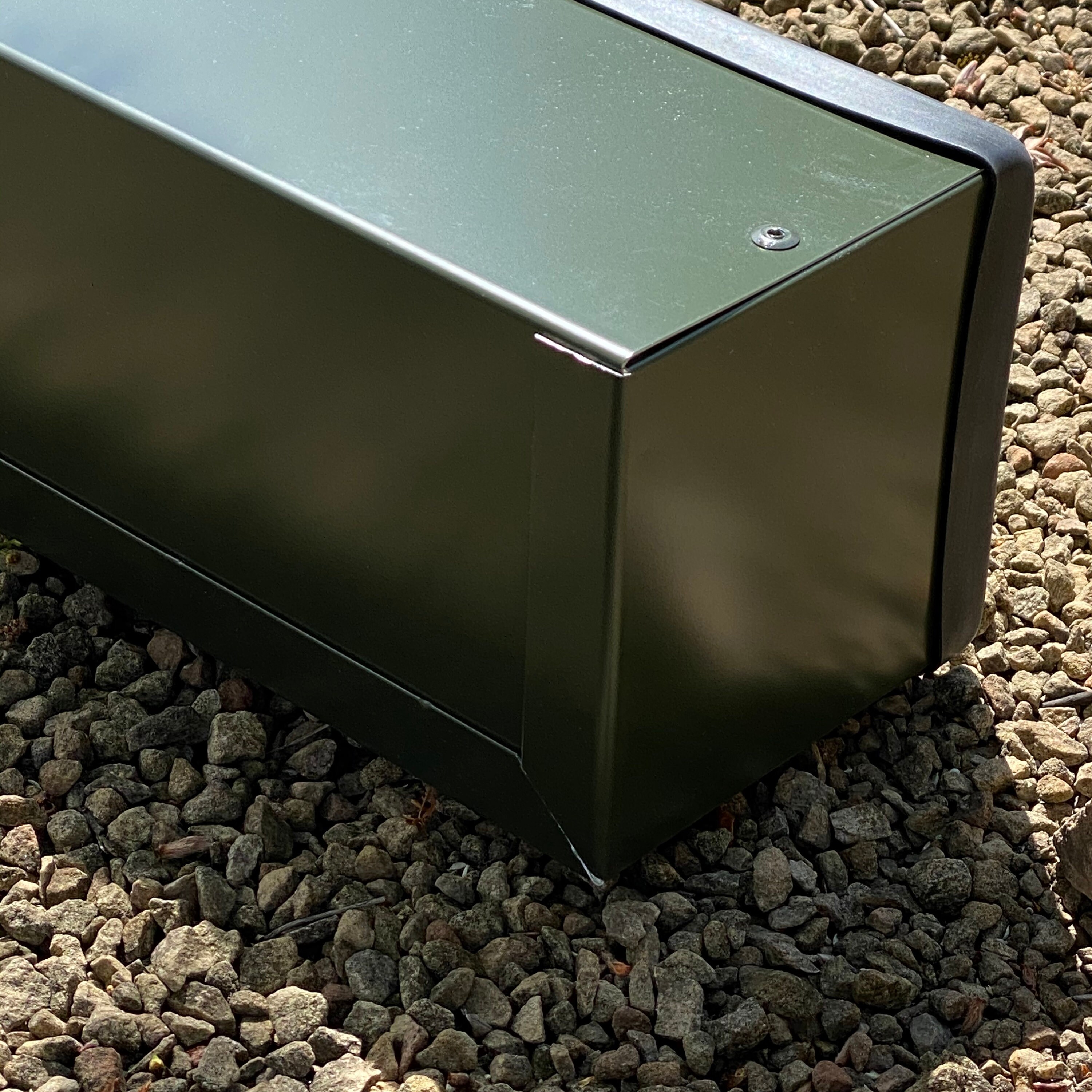 Long Juniper Green Window Box Style Handmade Metal Planter, with Rubber ...