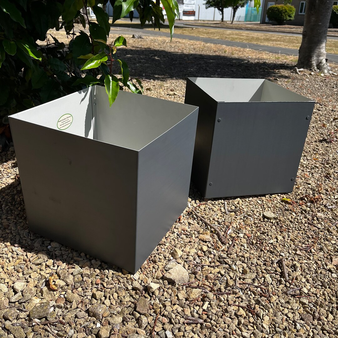 Pair of Cubes Grey Smooth Finish Handmade Metal Garden - Etsy UK