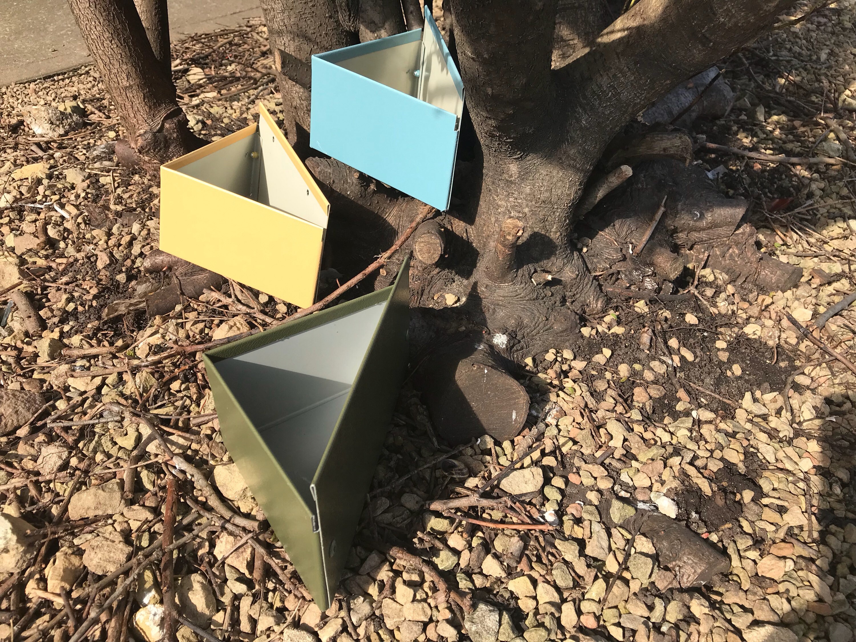 Small Triangle Handmade Metal Planter, Leather Grain Metal Finish ...