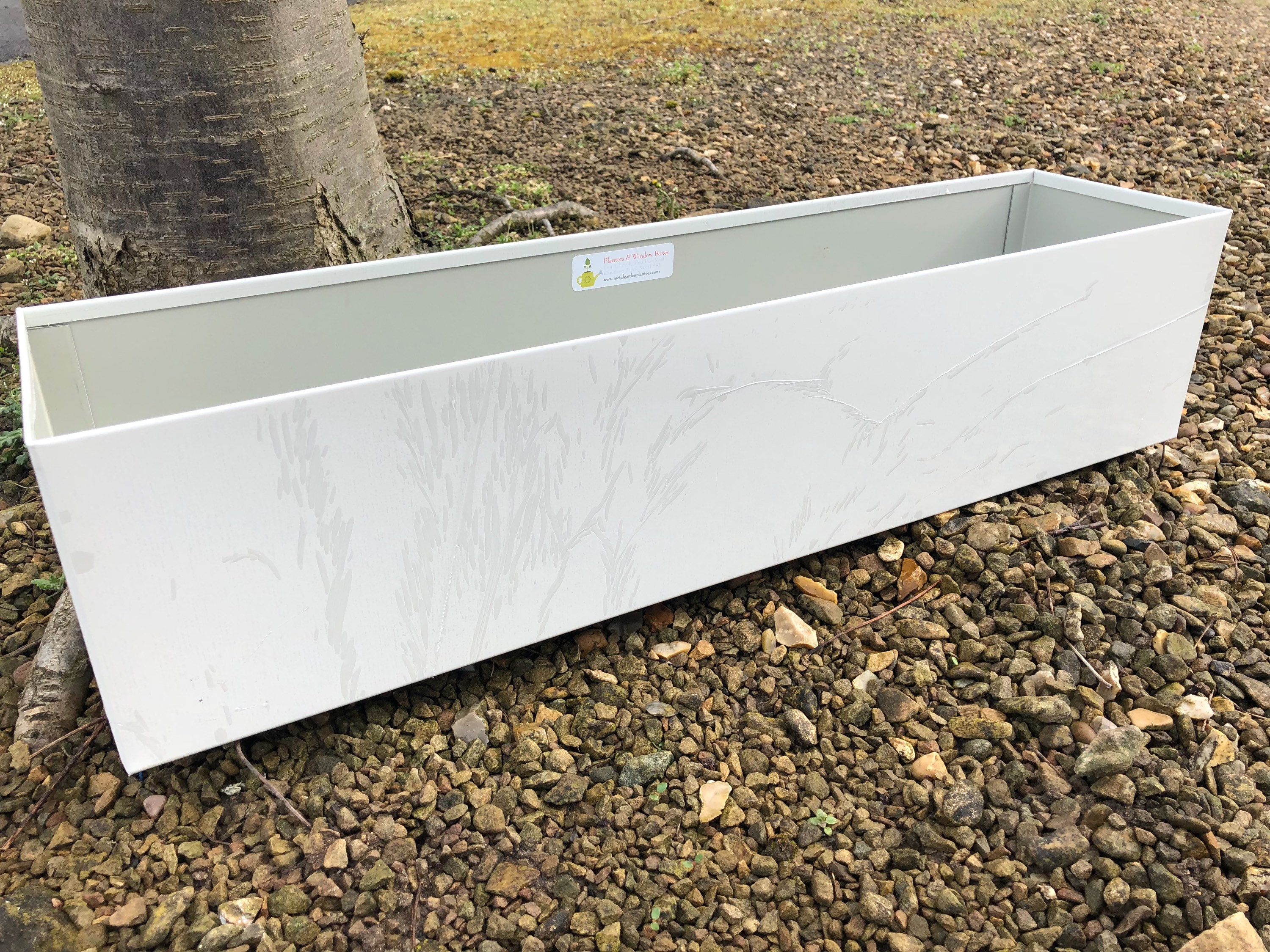 65cm Long Window Box Style Handmade Metal Planter, White Polyester ...