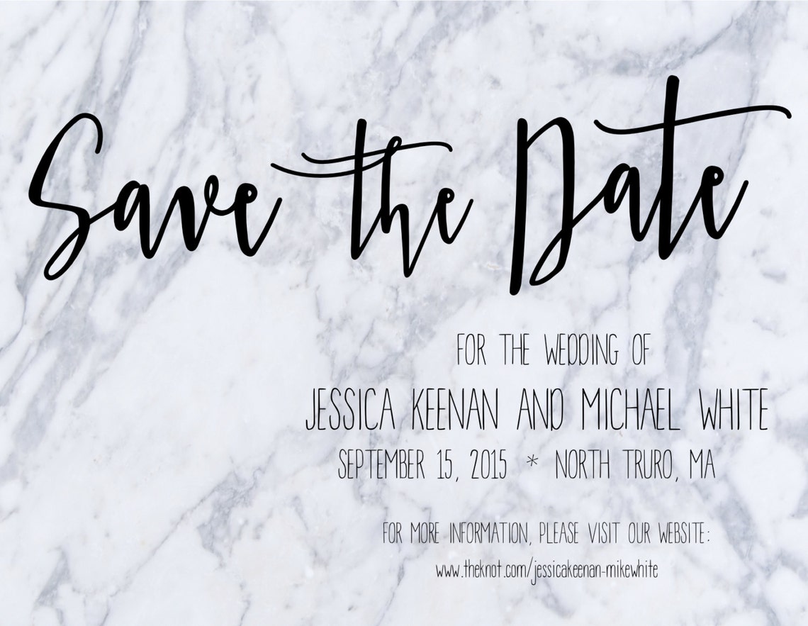 Marble Script Save the Date Customized and Printable - Etsy