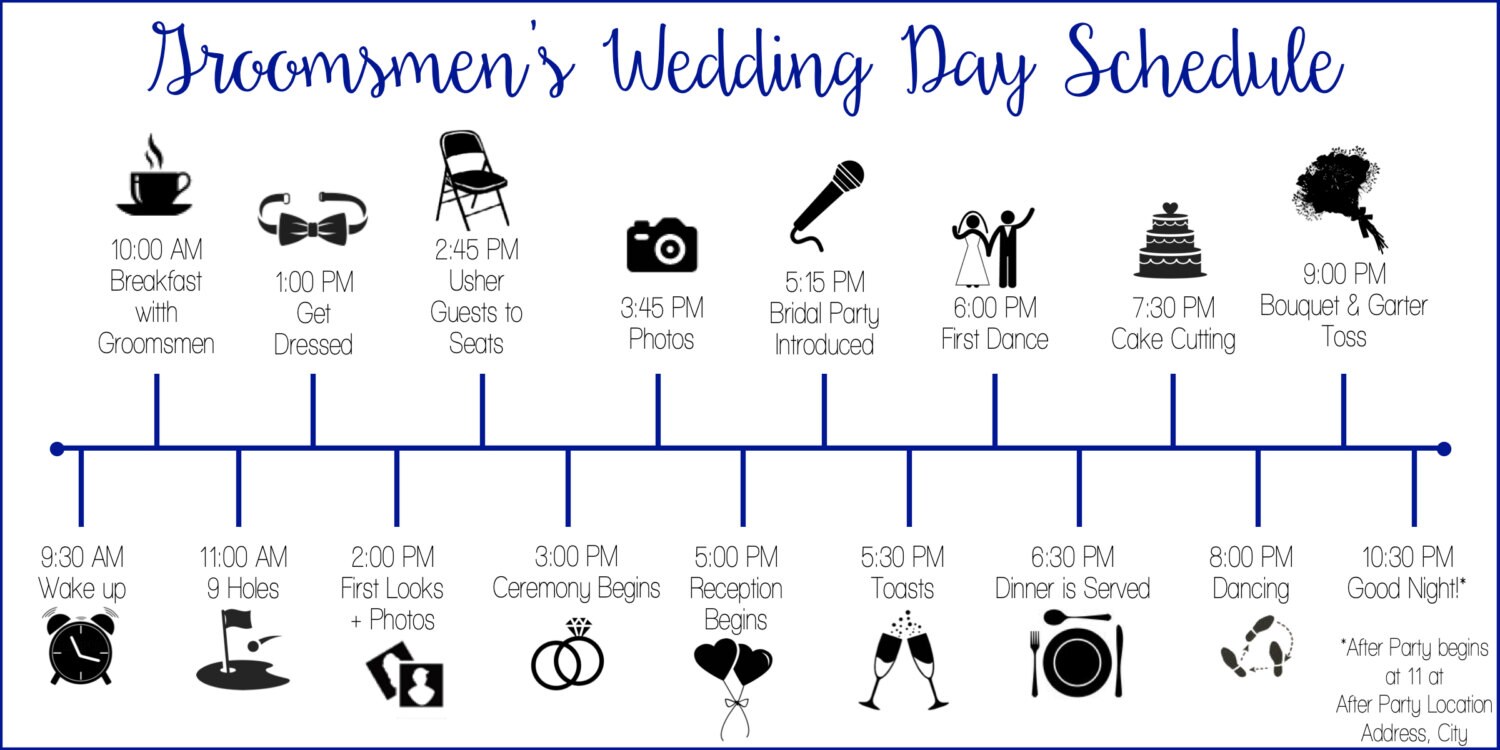 Wedding Party Schedule Timeline With Icons Customized and Printable ...