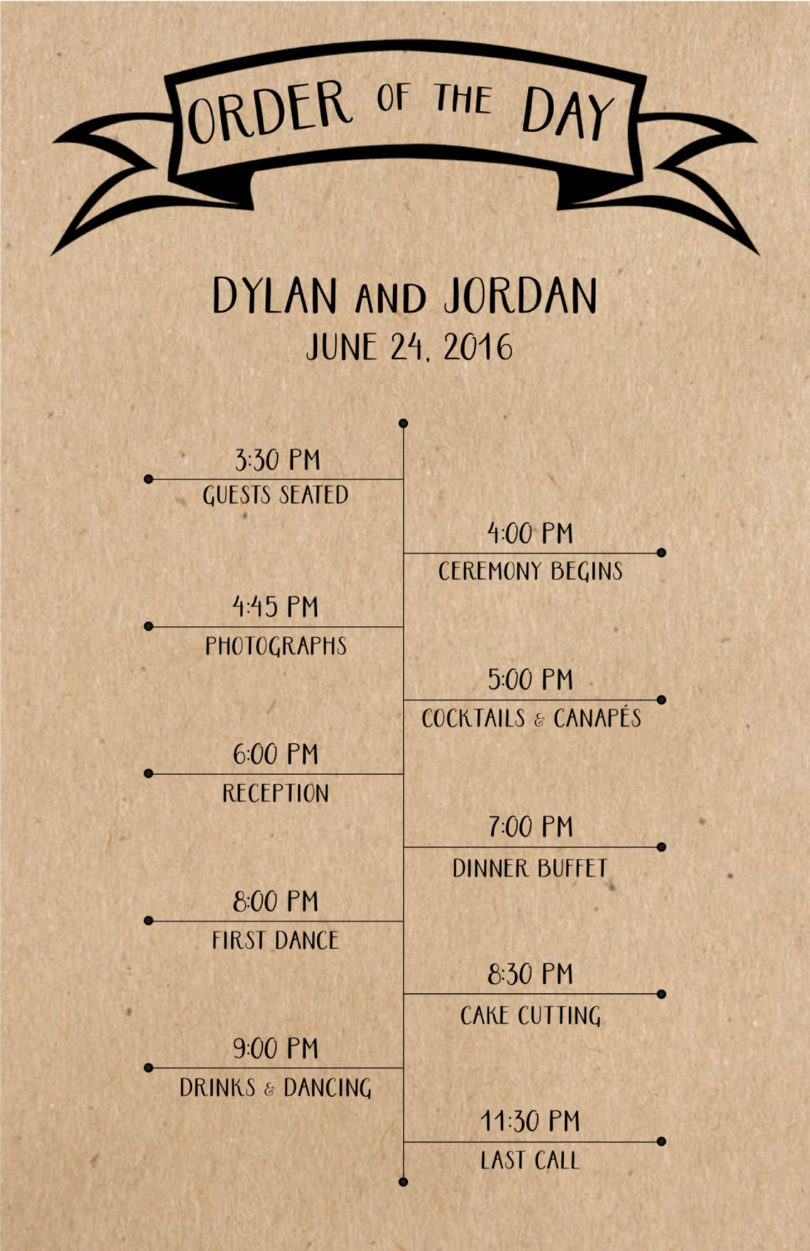 Wedding Program With Timeline Customized & Printable Digital Download ...