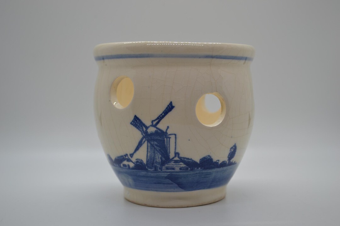 Hand-painted Delft Crocus Pot From Holland Vintage Dutch Blue Pottery ...