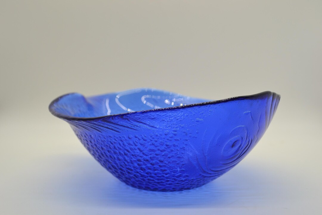 Vintage 1950s Arcoroc Cobalt Blue Glass Fish Bowl French Glassware - Etsy