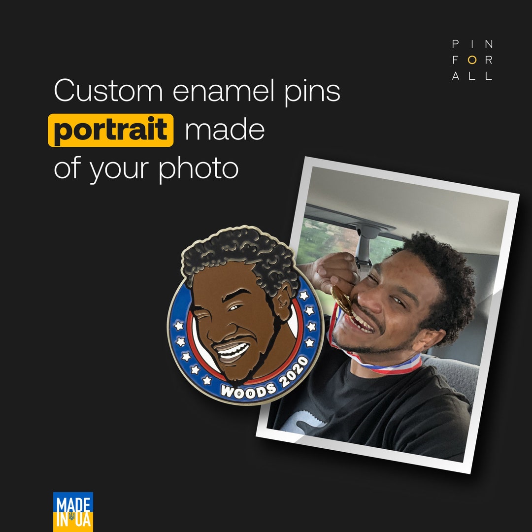 Portrait Enamel Pins - Made From Your Photo Custom Enamel Pins - Custom ...