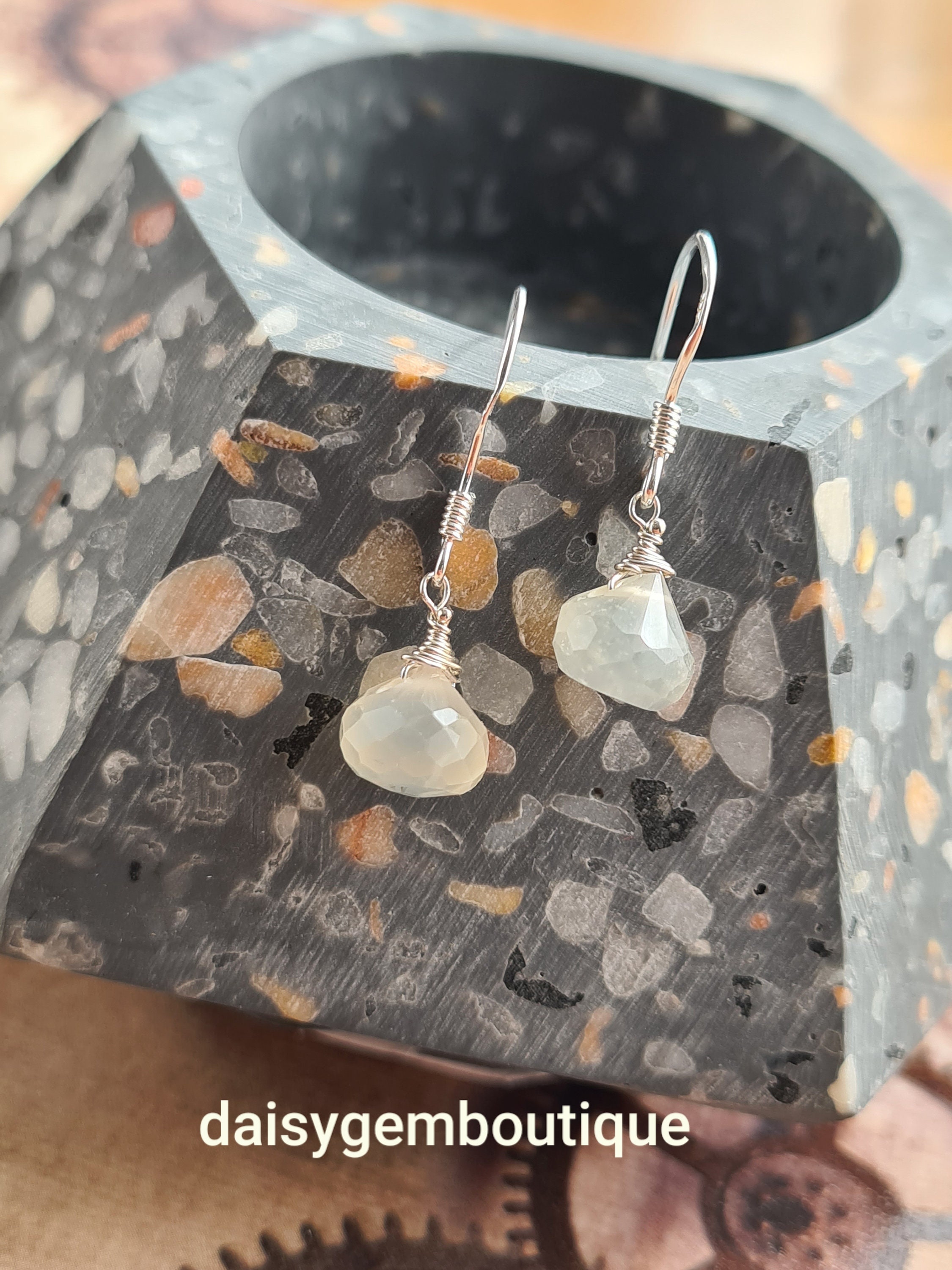Grey Moonstone Earrings, Natural Light Grey Moonstone, Pantone Colour ...
