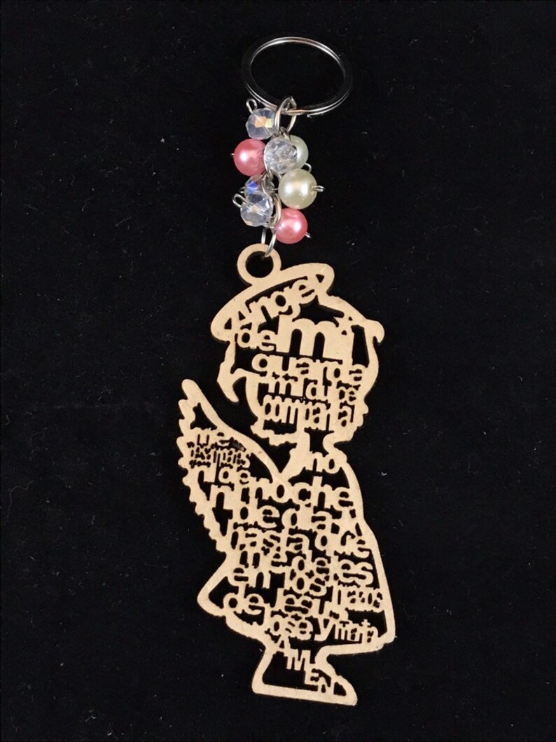 12pcs Baby Angel Guardian Prayer Wooden Keychain Personalized. - Etsy