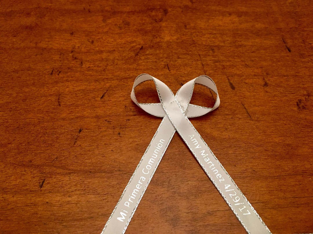 First Communion Baptism Personalize Ribbon White, Ivory, Blue or Pink ...
