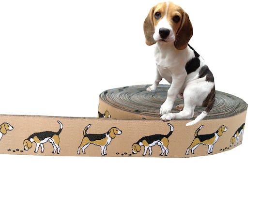 Dog Ribbon beagle Woven Jacquard Ribbon 20mm Beige 1 - Etsy
