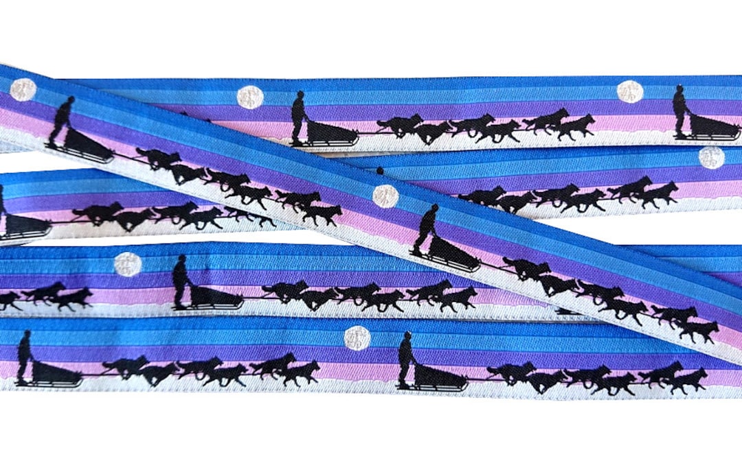 1m sled Dogs Woven Ribbon, 20mm Wide, Colorful Winter Ribbon - Etsy