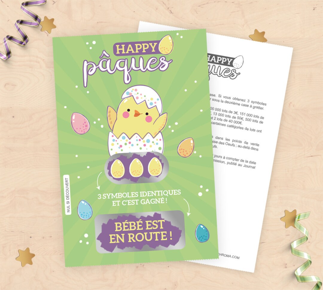 Pregnancy Announcement Scratch Card Special Easter Scratch Game Ticket ...