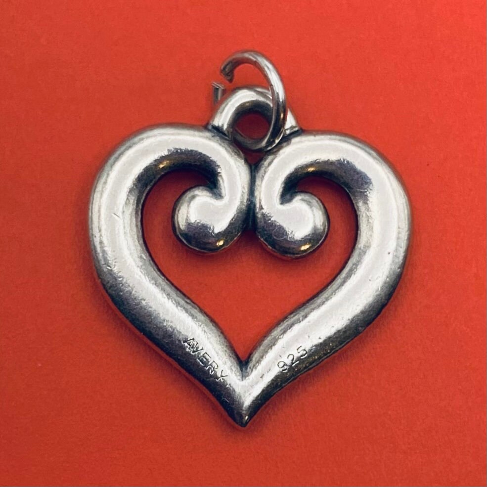 Retired James Avery Sterling Silver 925 Love Scroll Heart Charm or ...