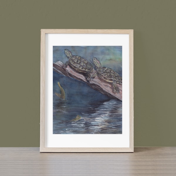Turtle on Log - Etsy
