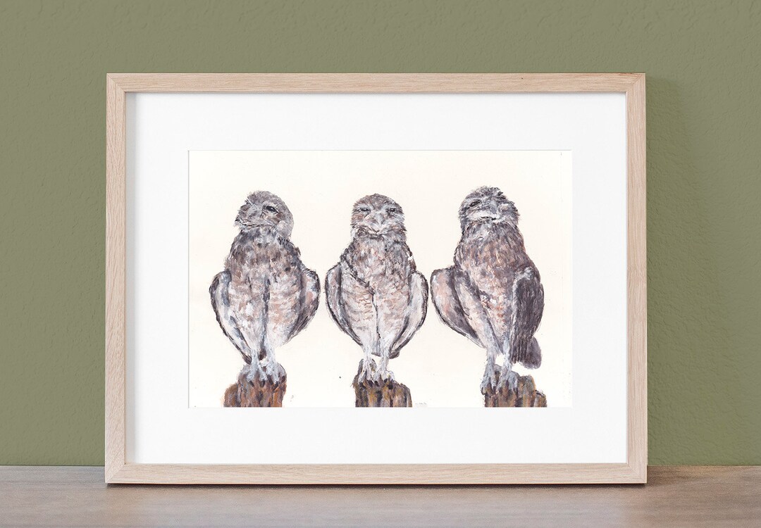 Original Painting: Burrowing Owls Three Hand-painted Watercolor Wall ...