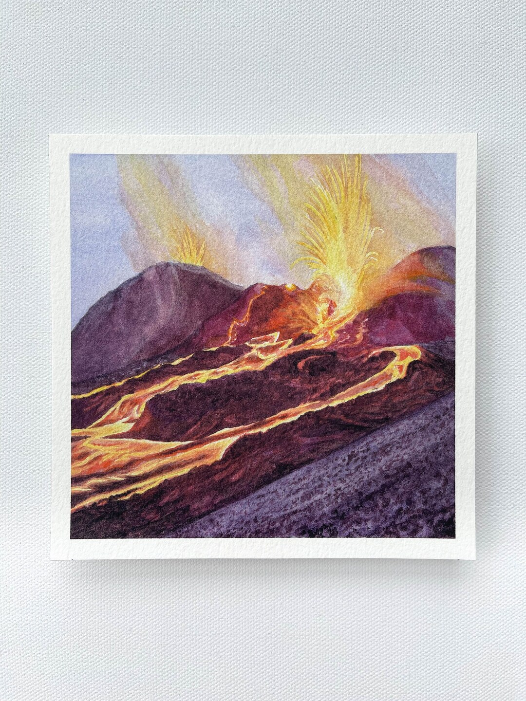 Hawaii Volcanoes National Park Landscape Watercolor Painting Art Print ...